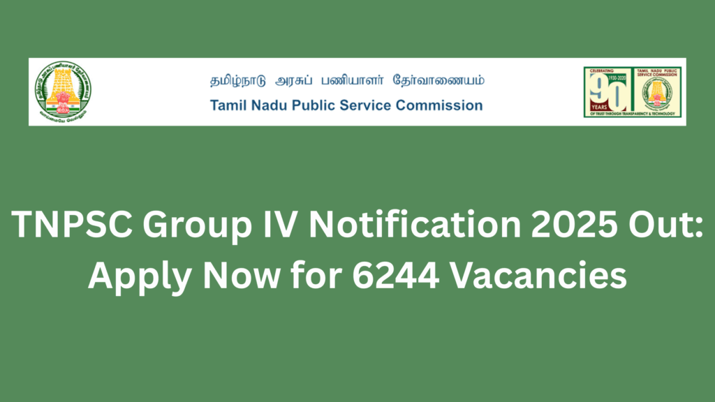 TNPSC Group IV Notification 2025 Out: Apply Online For 6244 Vacancies ...